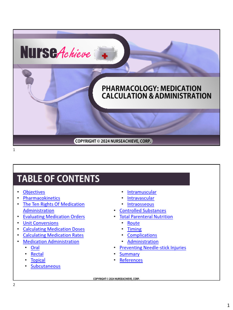 Pharmacology - Medication Calculation & Administration | PDF | Dose ...