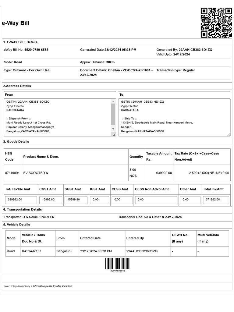 E-Way Bill System 1520 0789 6585 | PDF | Taxes | Government Finances