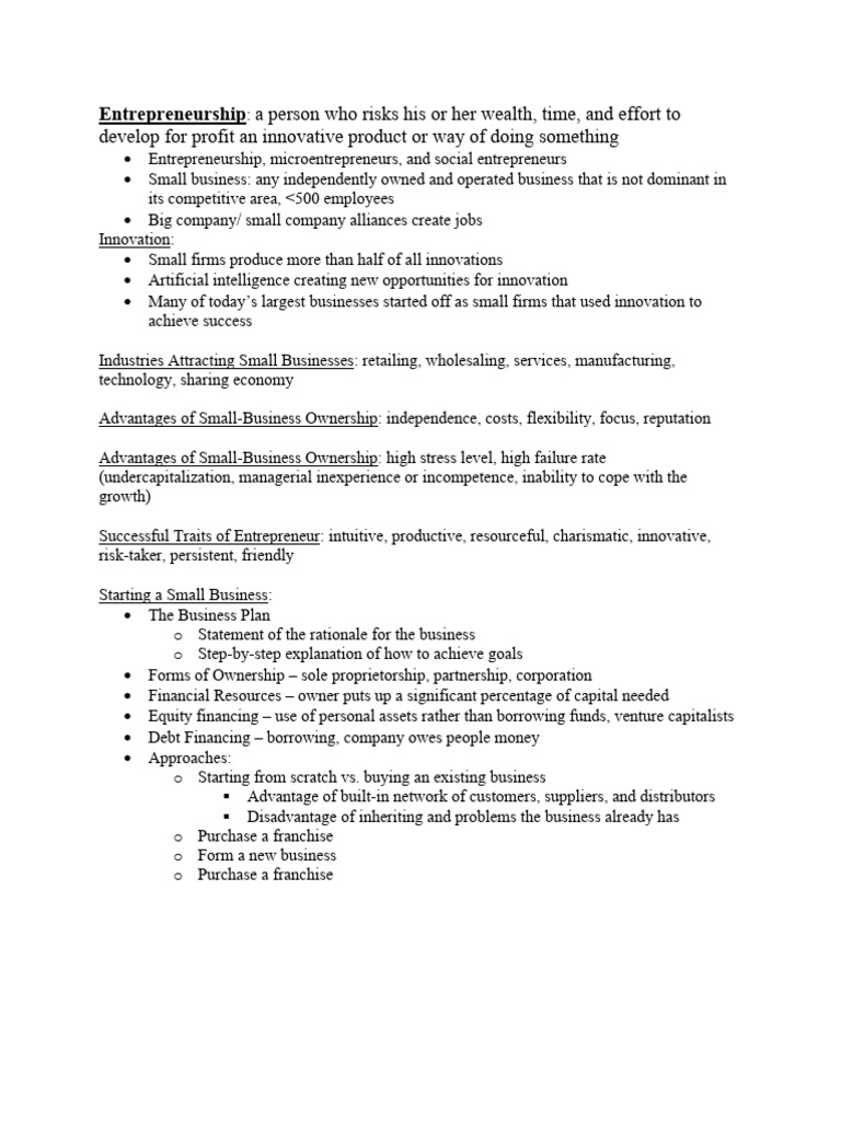 Small Businesses (Chapter 5) - Feb. 30th | PDF | Entrepreneurship ...
