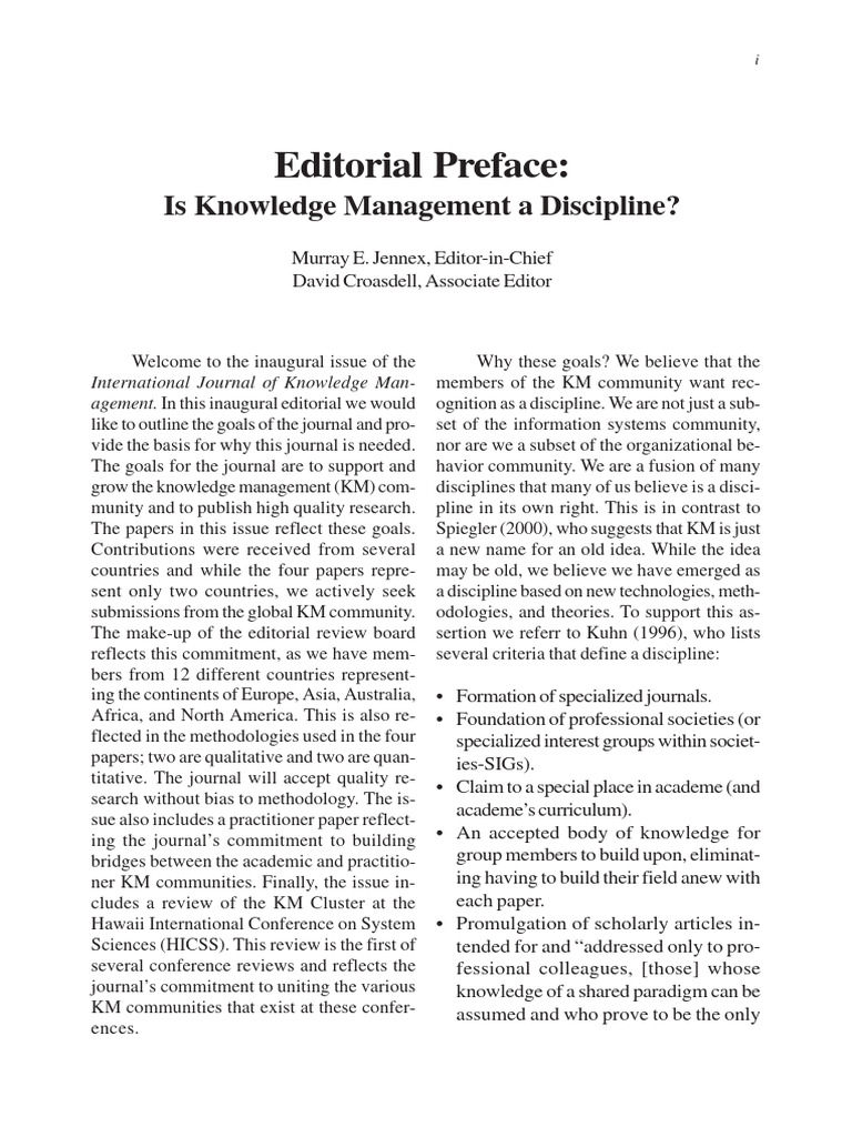 Knowledge Management As A Discipline | PDF | Knowledge Management ...