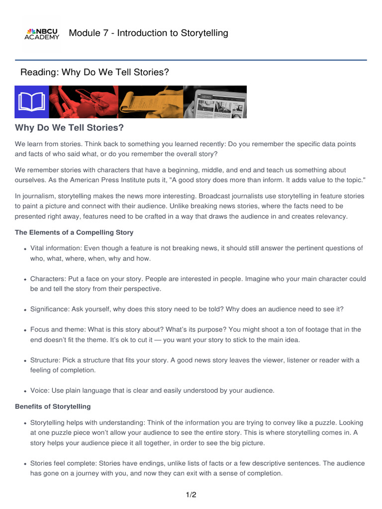 Reading Why Do We Tell Stories | PDF | Storytelling | News