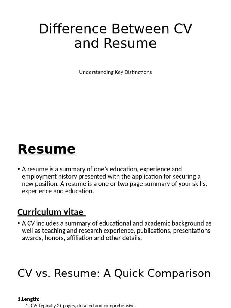 CV vs Resume: Key Differences Explained | PDF