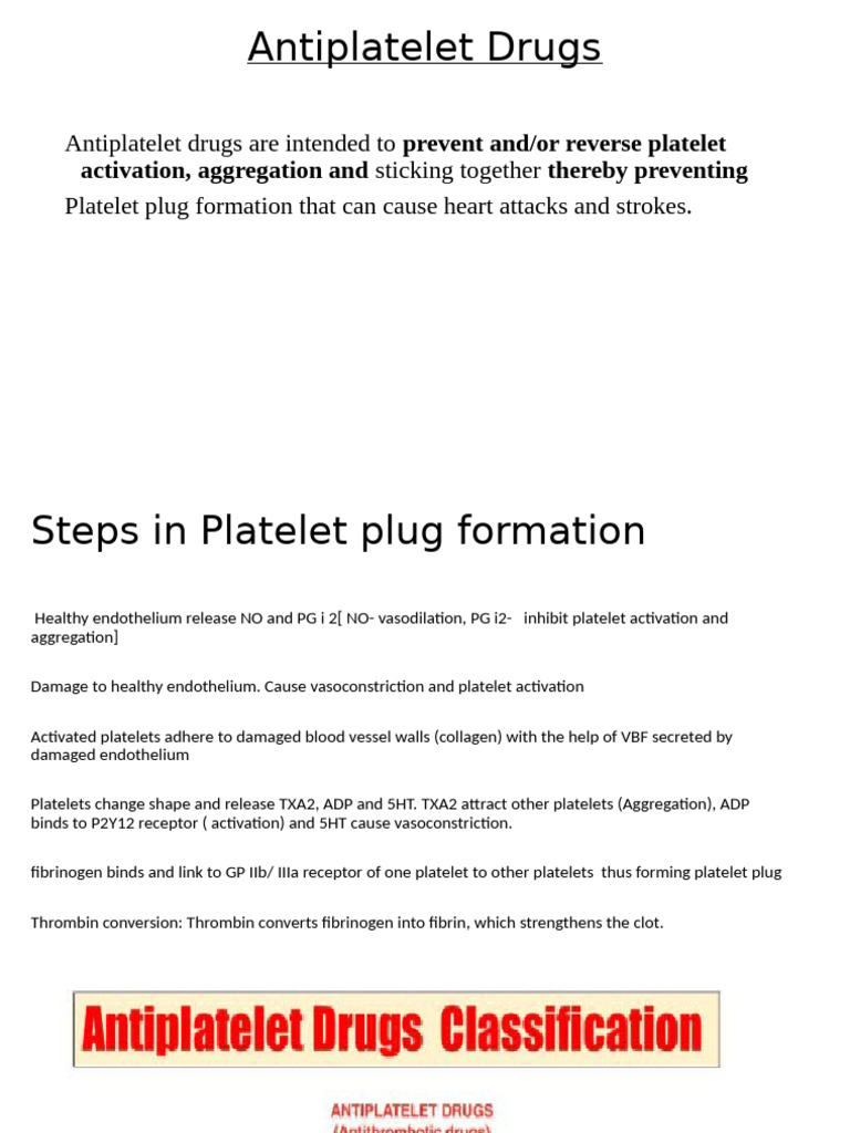 Antiplatelet drugs | PDF | Platelet | Coagulation