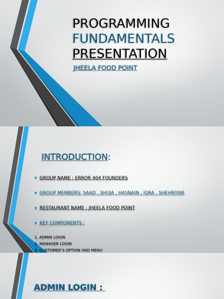 Jheela Food Point Programming Overview | PDF