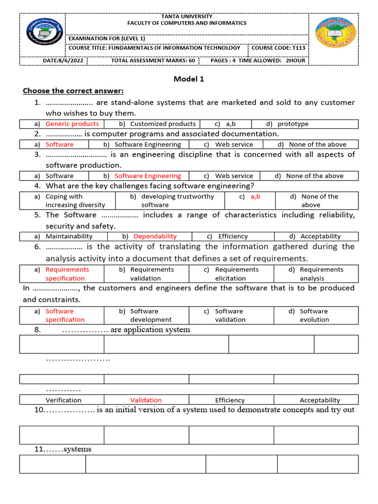 Answer Model 2 Midterm 2024 Tanta | PDF | Software Prototyping | Application Software
