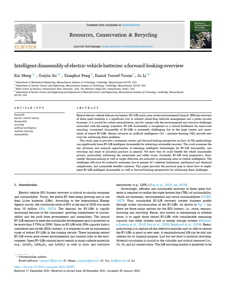 AI-Driven EV Battery Disassembly | PDF | Support Vector Machine ...
