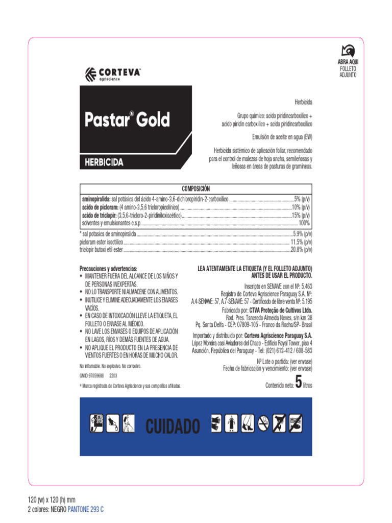 Doc Etiqueta Pastar Gold Corteva La PY | PDF | Agua | Pasto