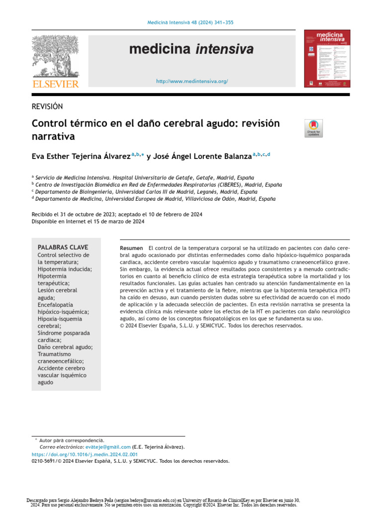 Control Térmico en El Daño Cerebral Agudo, Revisión Narrativa | PDF ...
