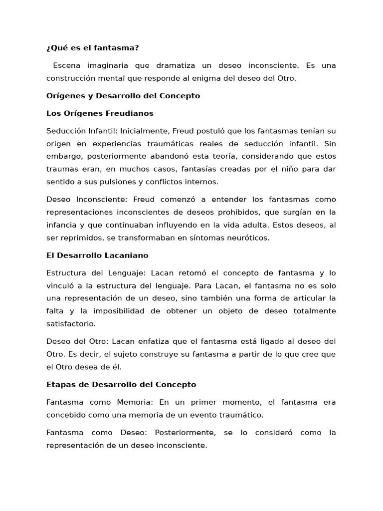 Qué Es El Fantasma | PDF | Jacques Lacan | Psicoanálisis