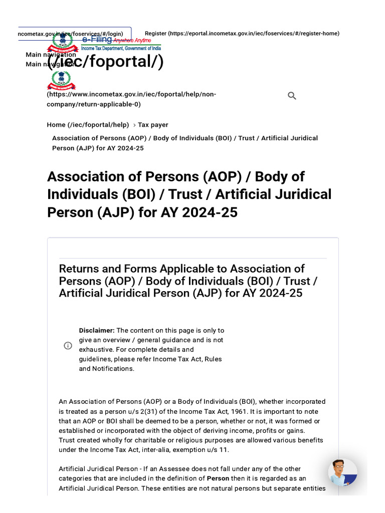 AOP, BOI, AJP Tax Guidelines 2024-25 | PDF | Tax Deduction ...