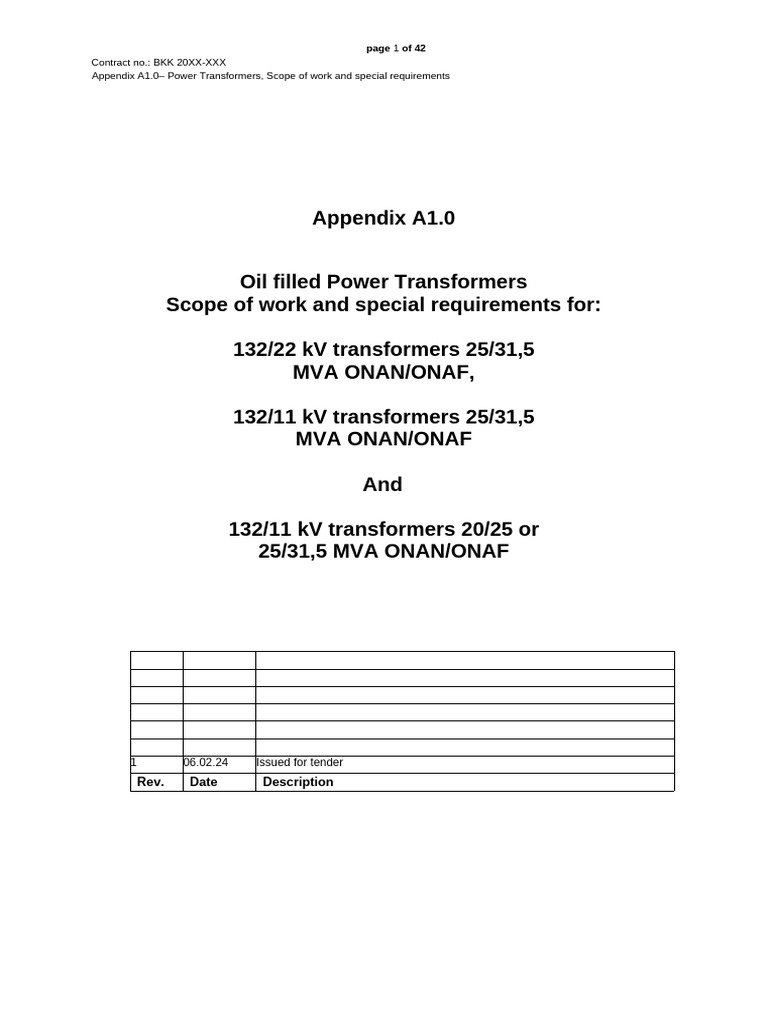 Appendix A1.0 Teknisk spesifikasjon krattransformatoer del 1 (1) | PDF | Transformer | Insulator ...