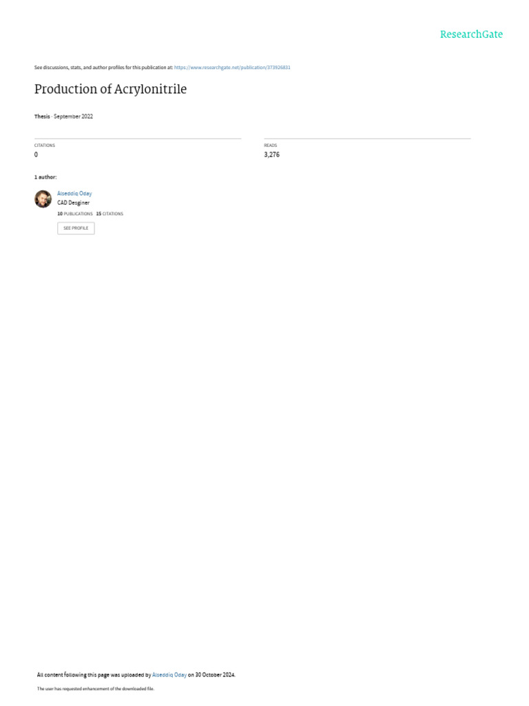 Acrylonitrile Production Methods Explained | PDF | Catalysis | Acid