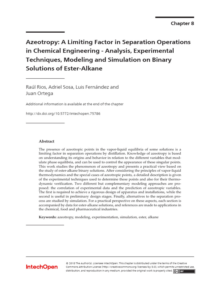 Azeotropy A Limiting Factor in Separation Operatio | PDF | Distillation ...