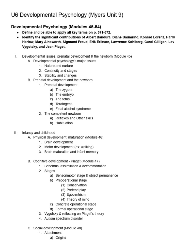 U6 Developmental Psych - Outline | PDF | Developmental Psychology ...