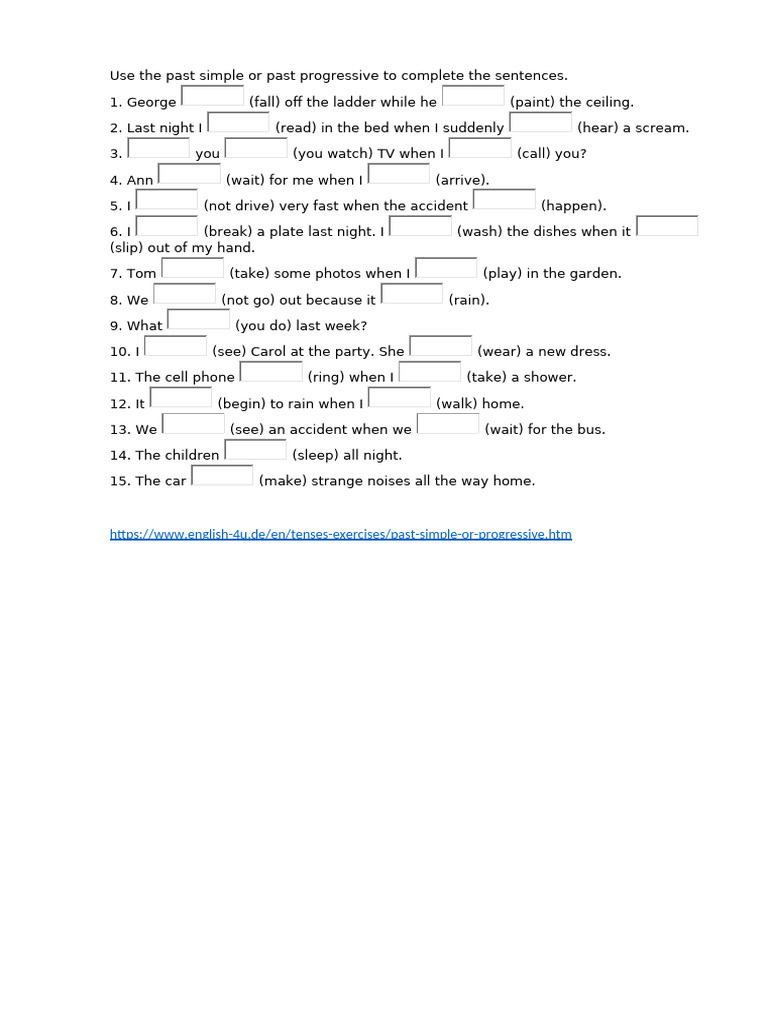 6 Form. Past Simple or Past Cont. | PDF