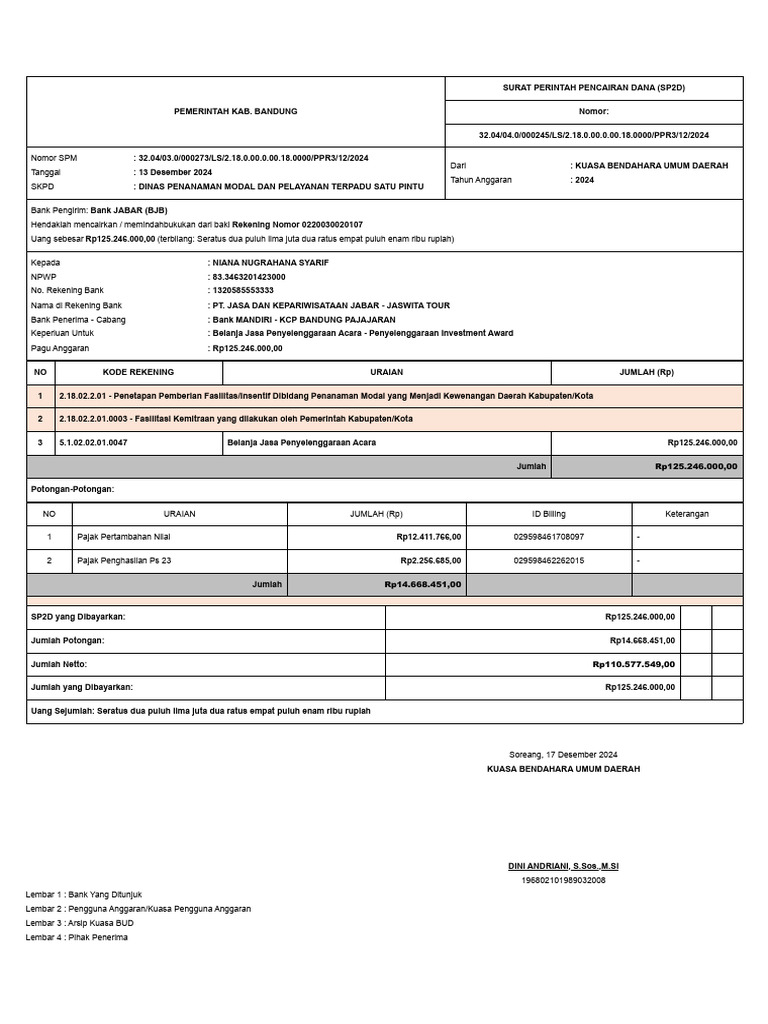 SP2D BRIA 2024 | PDF