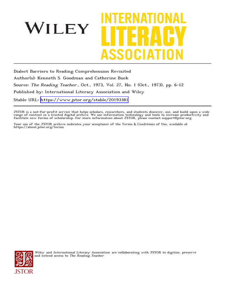 Barriers to Reading | PDF | Dialect | English Language