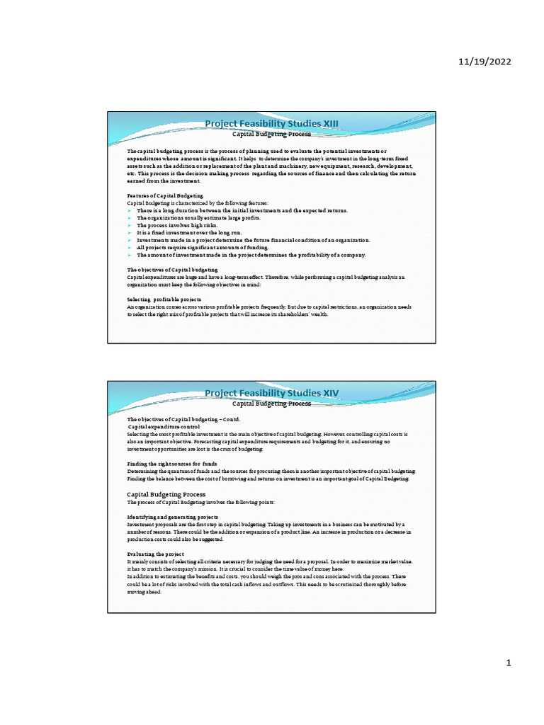 Handout PM 1 Capital Budgeting Process and Social Cost Benefit | PDF ...