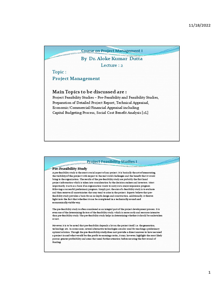 Handout PM 1 Feasibility Studies | PDF | Internal Rate Of Return | Feasibility Study