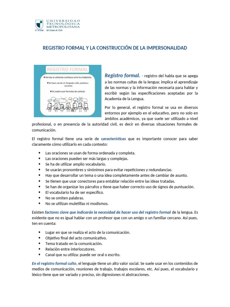 REGISTRO FORMAL Y LA CONSTRUCCIÓN DE LA IMPERSONALIDAD(6) | PDF ...