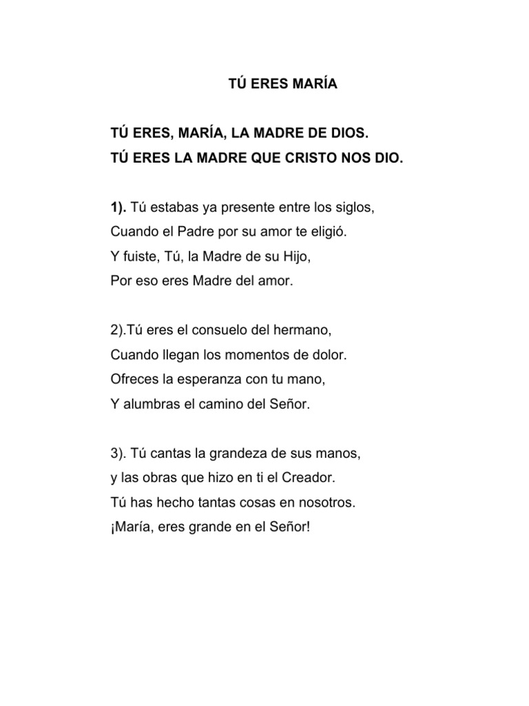 Tu Eres María La Madre de Dios | PDF