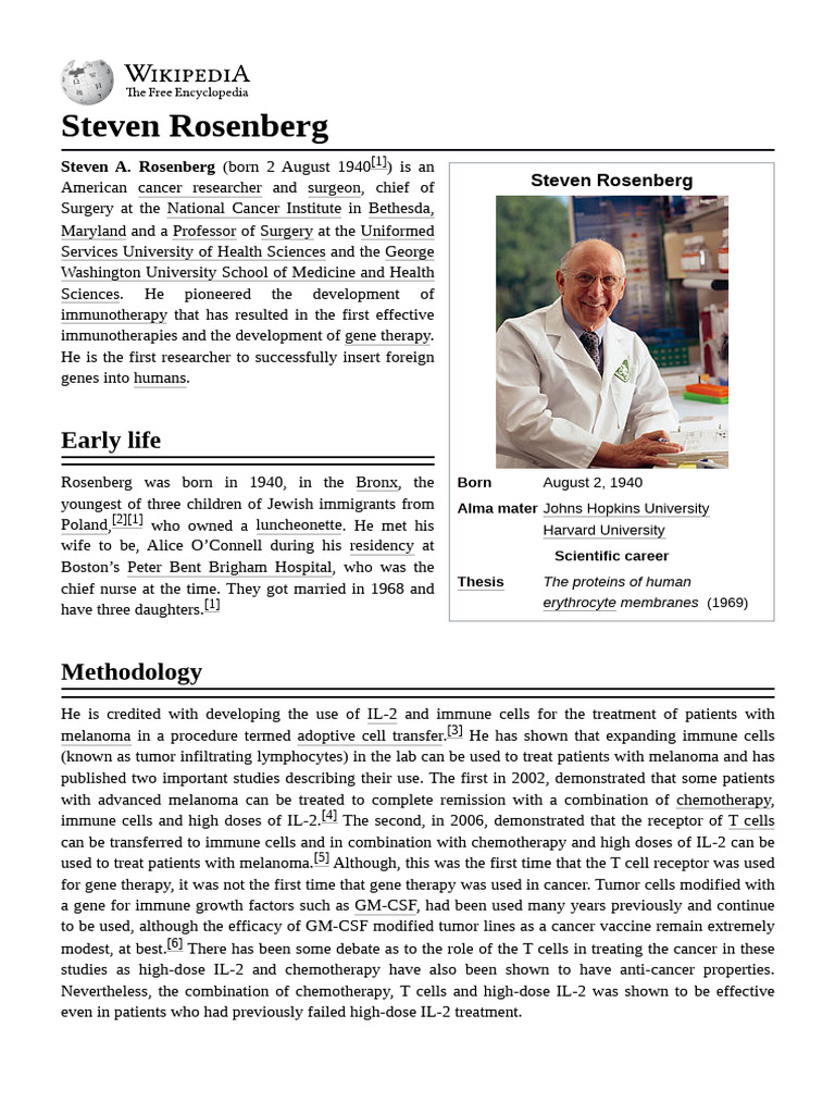 Steven_Rosenberg | PDF | Immunology | Causes Of Death