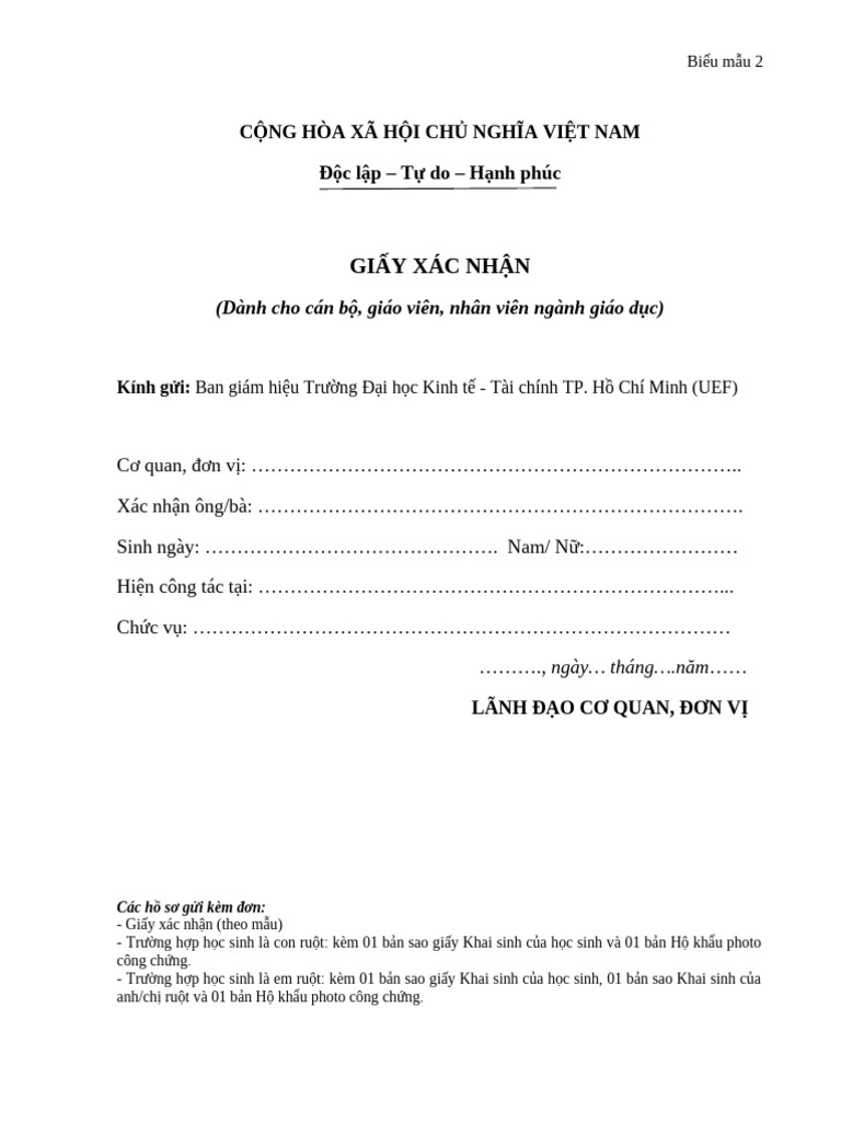 UEF - Giay Xac Nhan 2023 | PDF