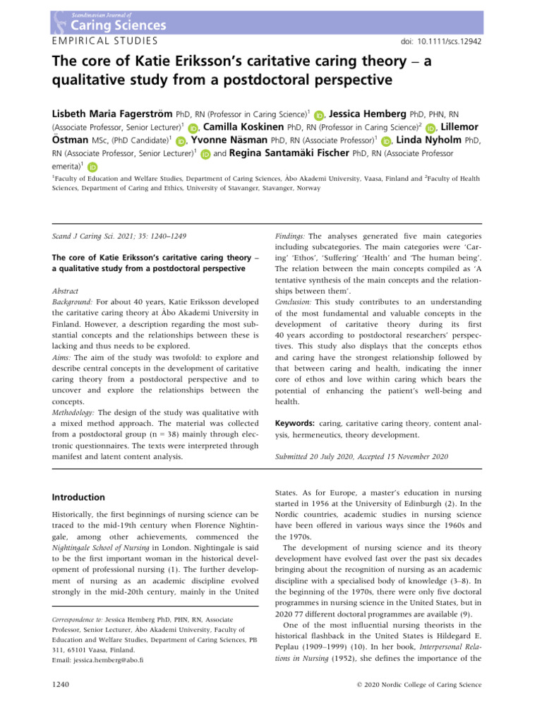 Core Concepts of Caritative Caring Theory | PDF | Theory | Concept