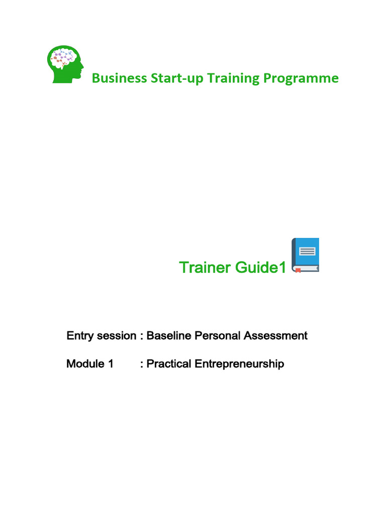 Business Start Up Training Programme Trainer Guides 1 4 English | PDF ...