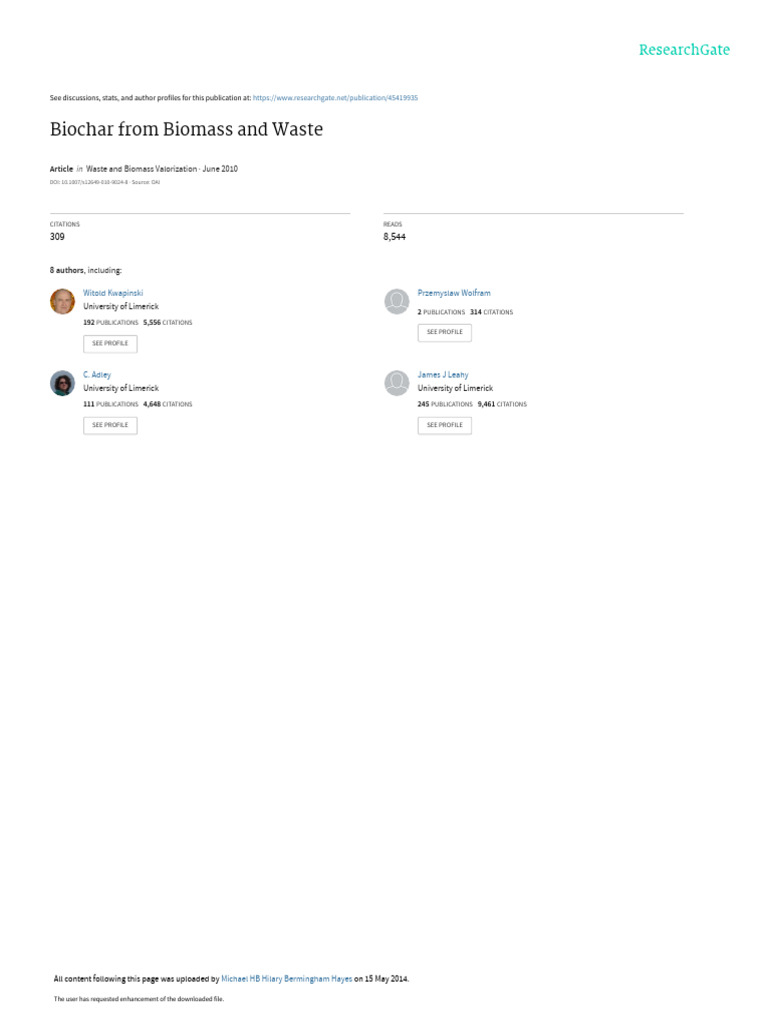 Biochar From Biomass and Waste | PDF | Soil | Pyrolysis