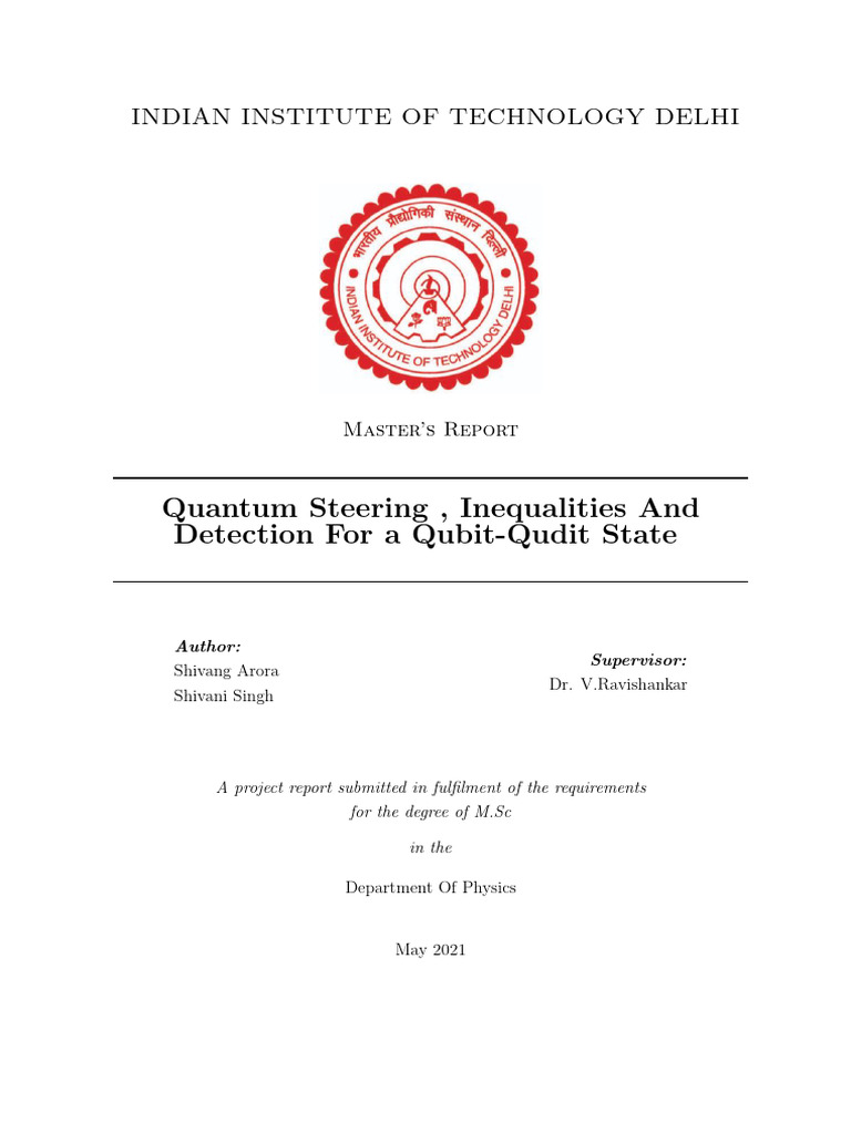 Abstract For Masters Thesis | PDF | Quantum Entanglement | Theoretical ...