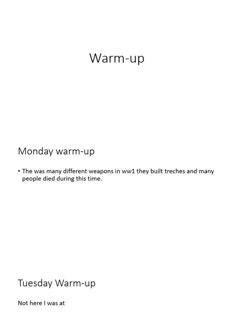 Warm Up 2 Pdf