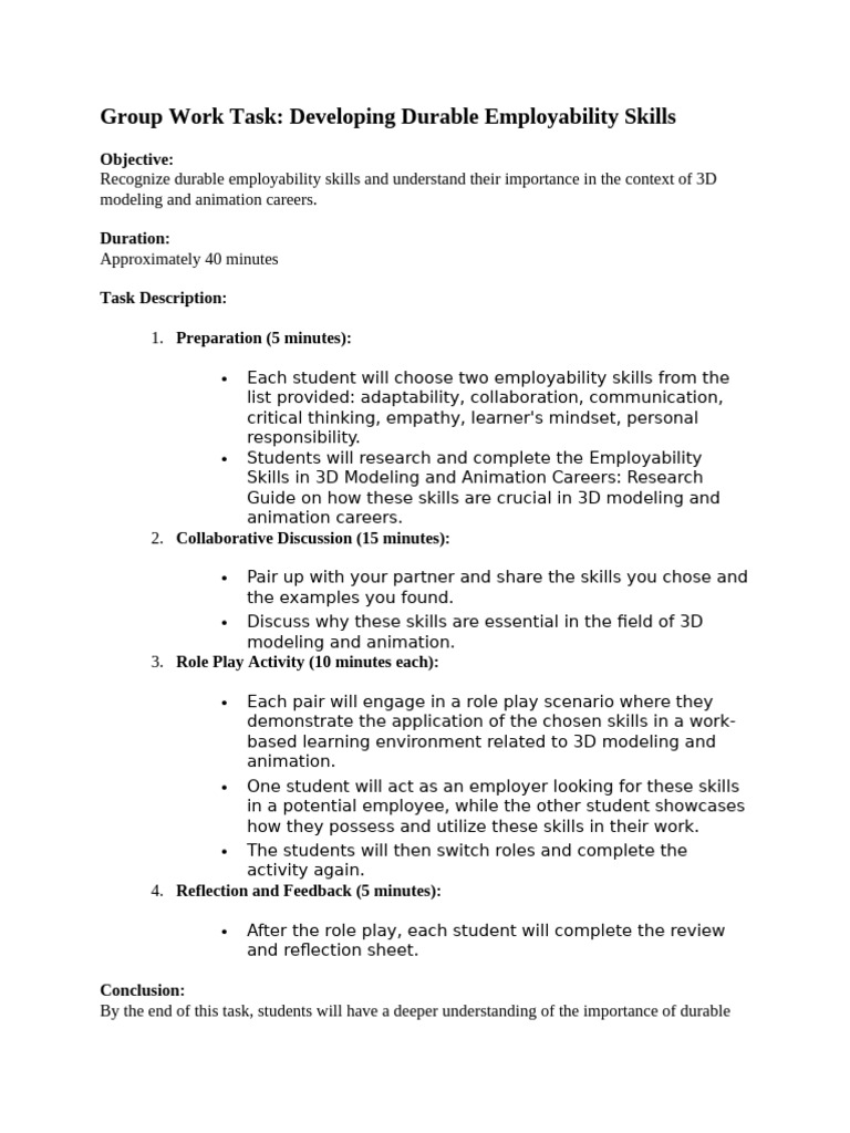 Group Work Animation Project | PDF | Learning | Critical Thinking