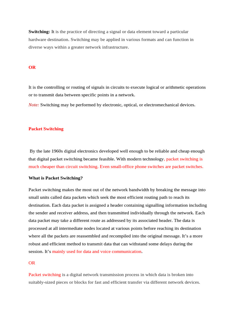 Packet Switched | PDF | Computer Network | Packet Switching