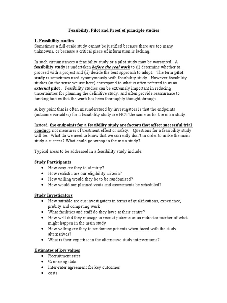 Feasibility Studies | PDF | Feasibility Study | Sample Size Determination
