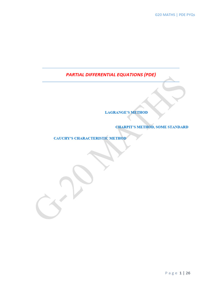 2-5 Pde Chapterwise Pyqs 2022 | PDF | Partial Differential Equation | Mathematical Concepts