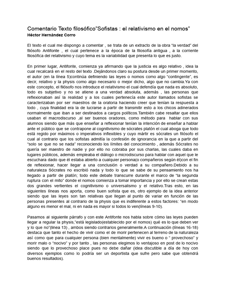 Comentario Antifonte | PDF | Sócrates | Platón