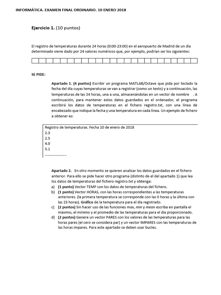 MATLAB: Análisis de Temperaturas y Crecimiento Bacteriano | PDF | Datos de computadora ...