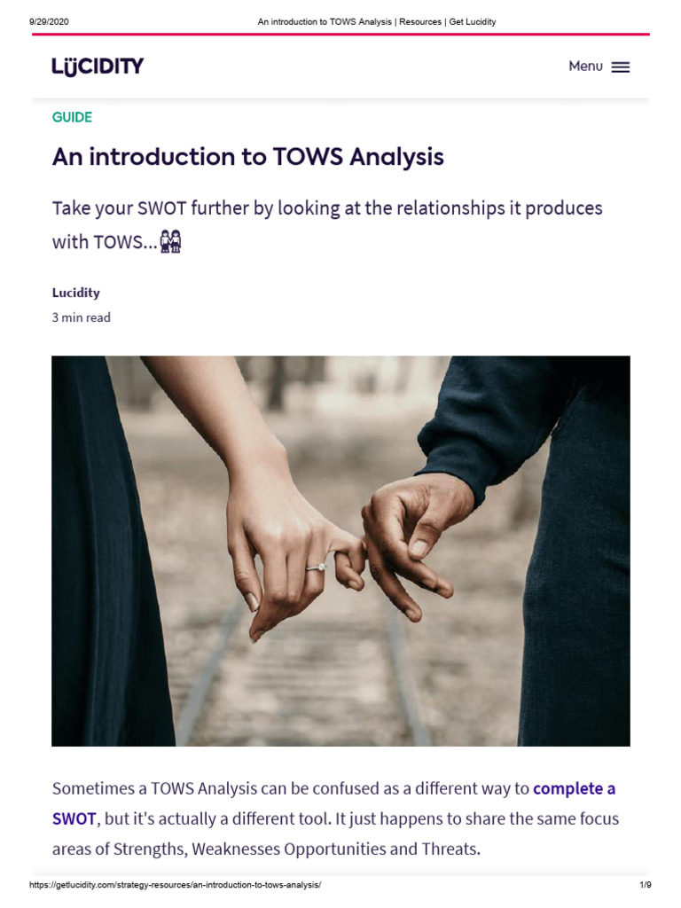 2 An Introduction To TOWS Analysis - Resources - Get Lucidity | PDF | Swot Analysis | Business