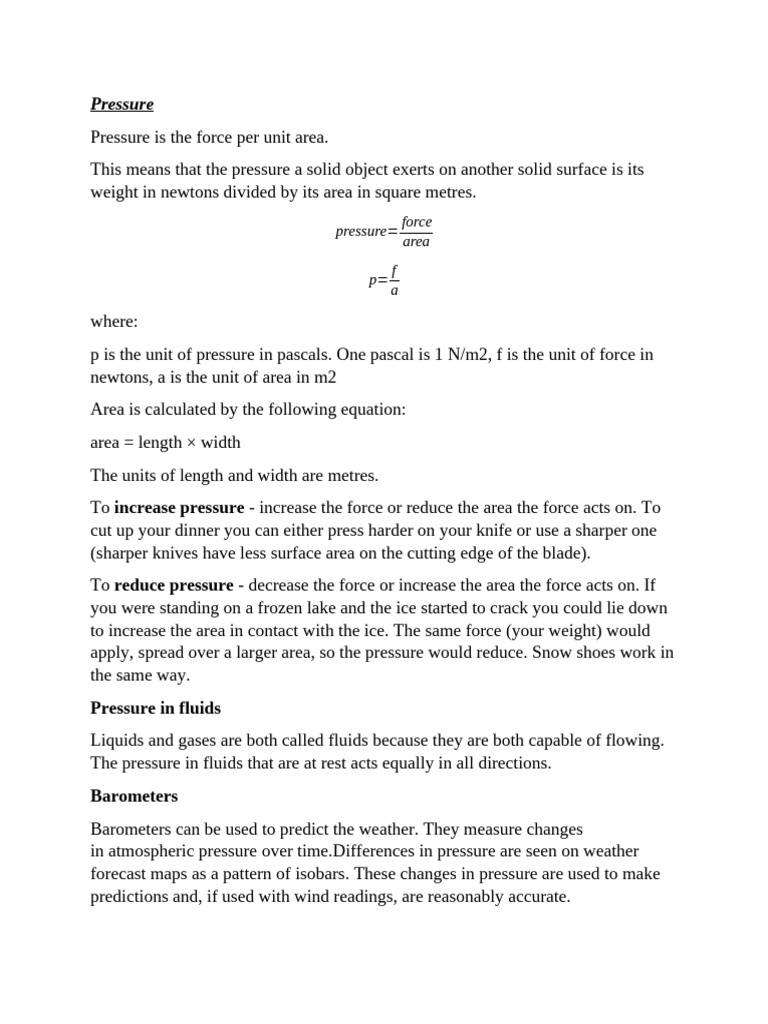 Gcse fizike projekt | PDF | Pressure | Atmospheric Pressure