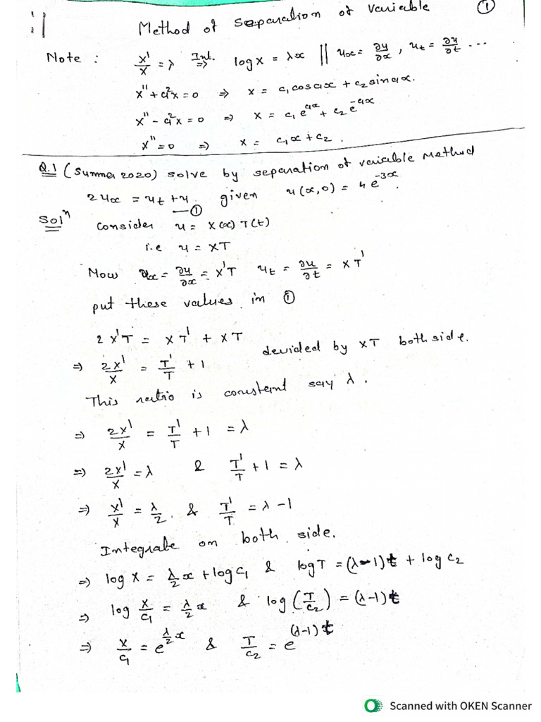 Cvpde Saparation Method Pde | PDF