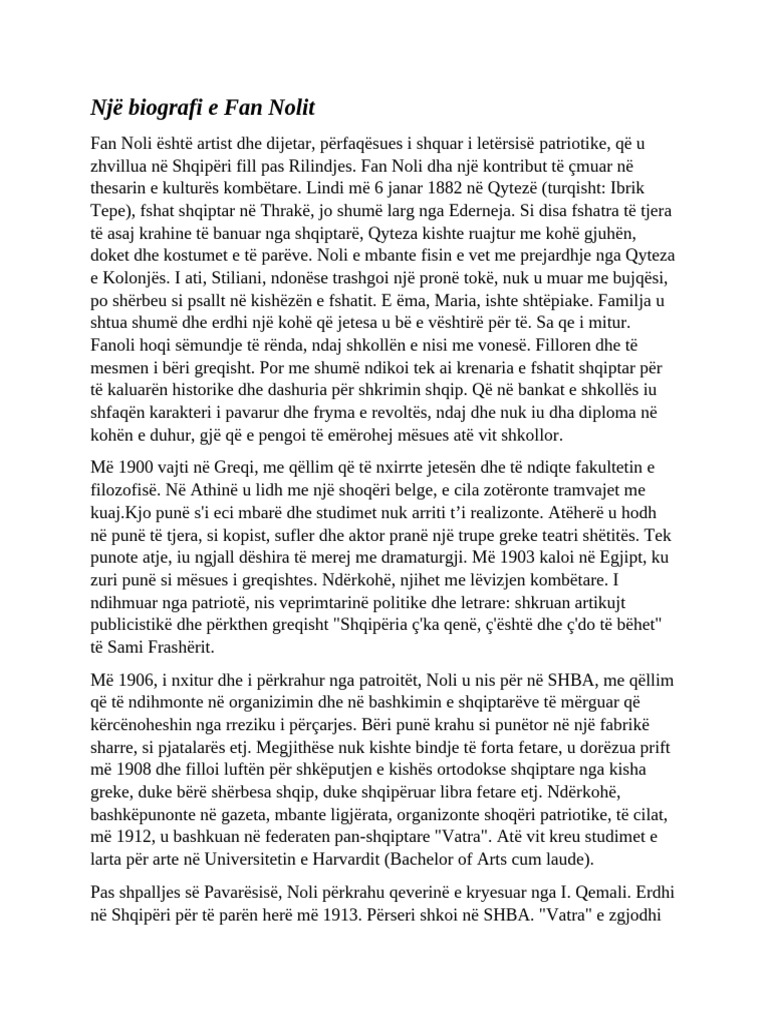 Një Biografi e Fan Nolit | PDF