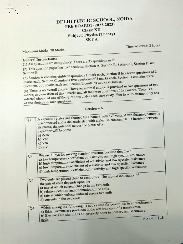12 Physics Pb2 2022 | PDF | Inductor | Electron