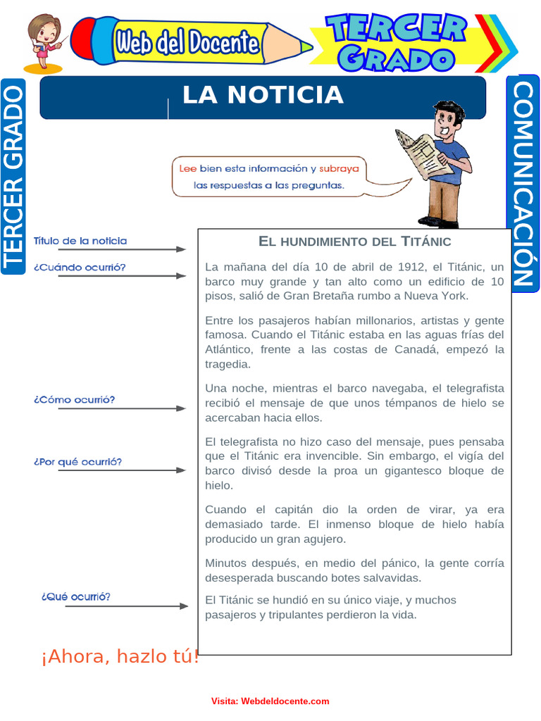 La Noticia para Tercer Grado de Primaria | PDF