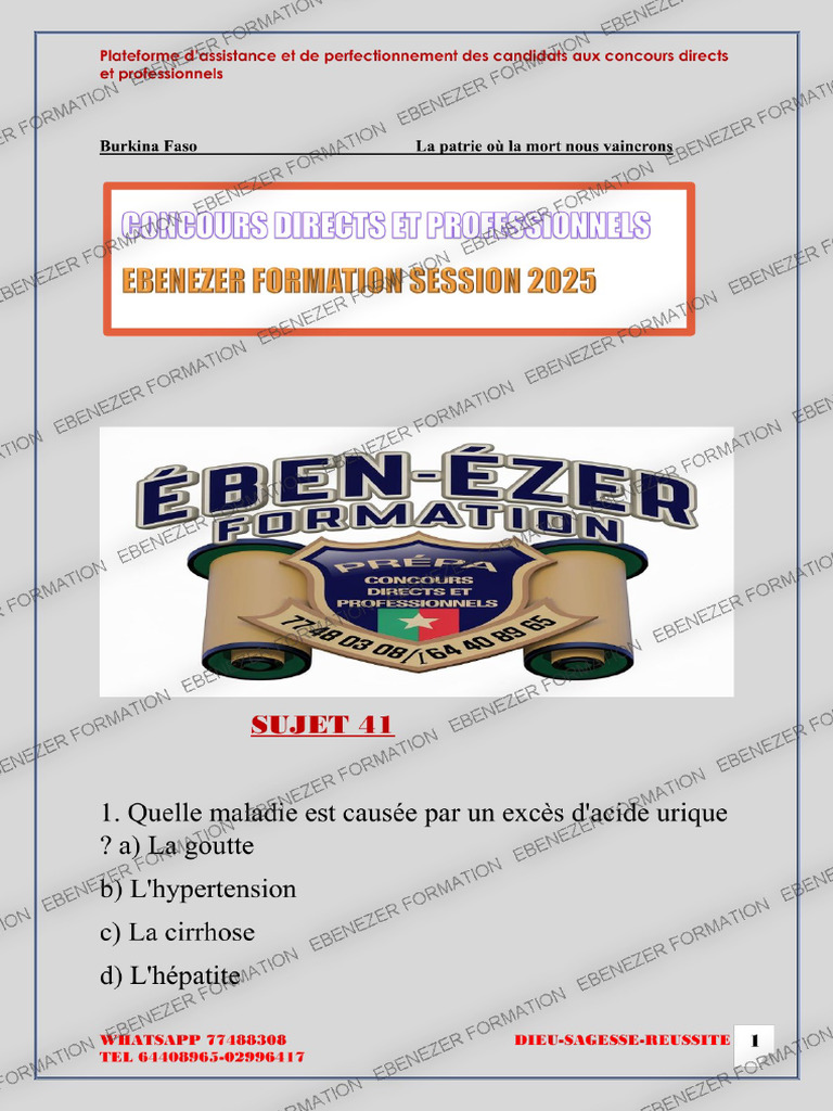 Ebenezer Formation Sujet 41 | PDF