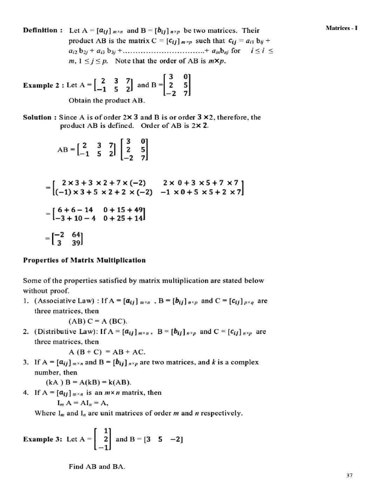 Unit 2 Matrix I Notes Compile 3 | PDF | Matrix (Mathematics ...