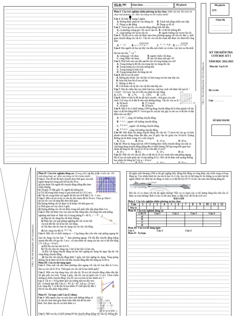Đế 001 KTCK 1 Lý 10 | PDF