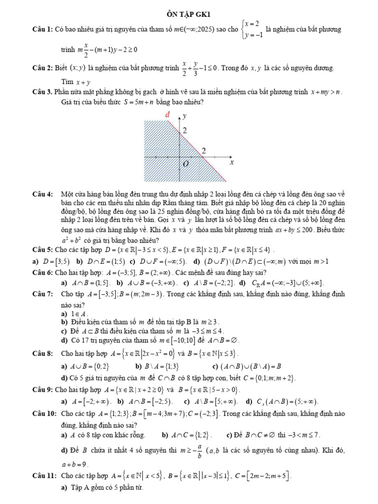 ĐỀ ÔN TẬP GK1 TOÁN 10 | PDF