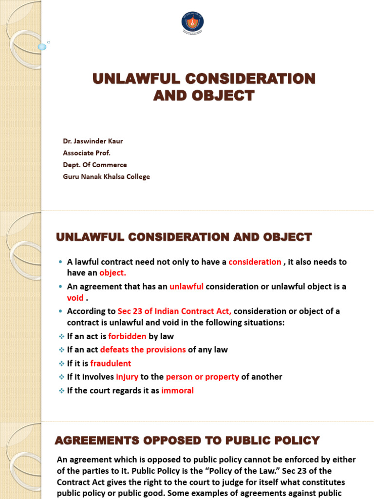 Unlawful Consideration and Object | PDF