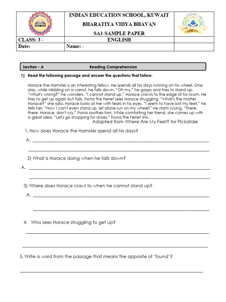 Sample Paper -SA1 | PDF